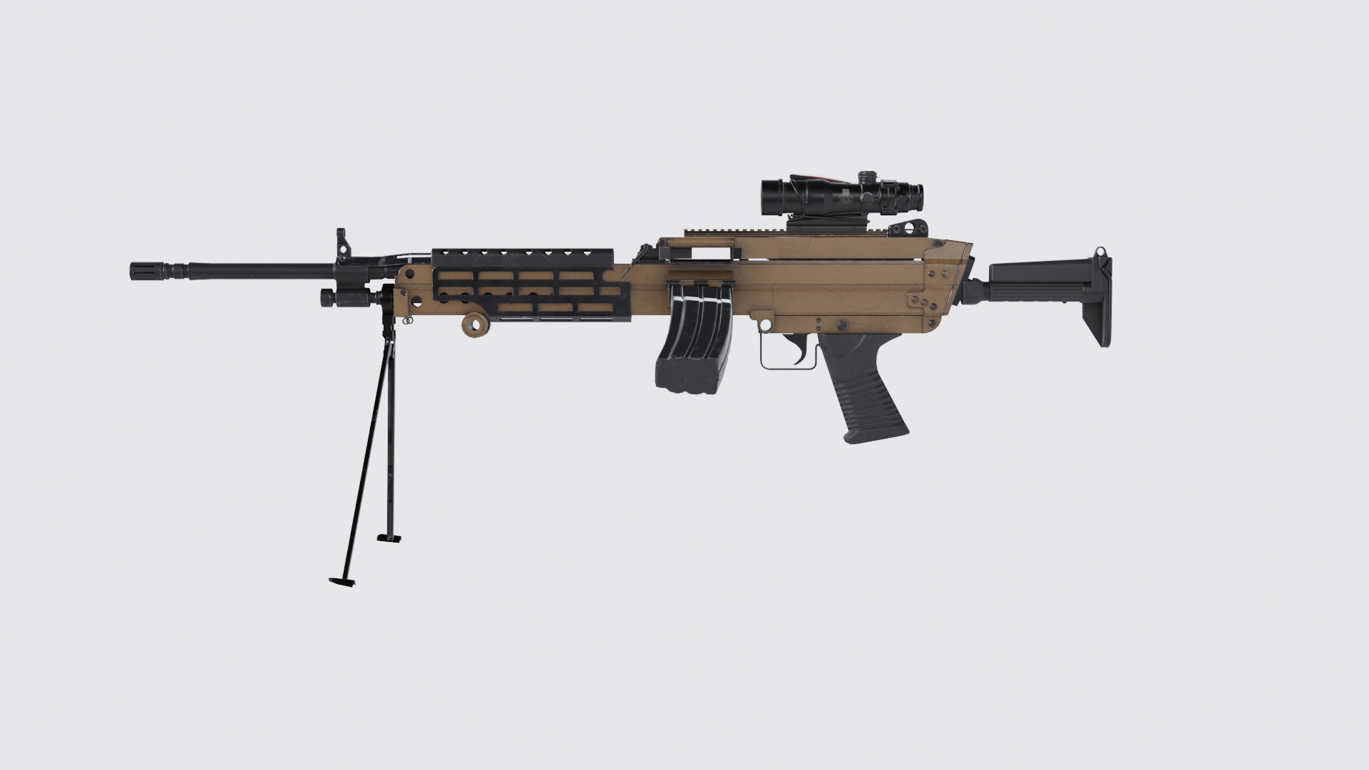 3D M249 - Light Machine Gun - MODULAR - Trijicon ACOG - KillFLASH ...