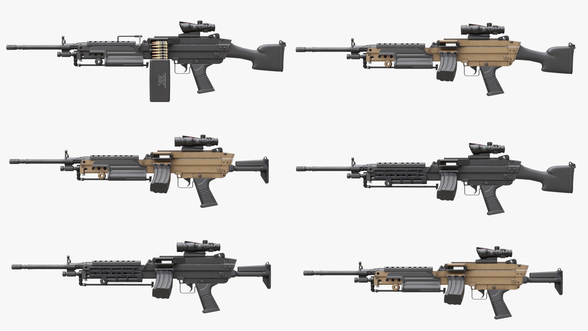 3D M249 - Light Machine Gun - MODULAR - Trijicon ACOG - KillFLASH ...