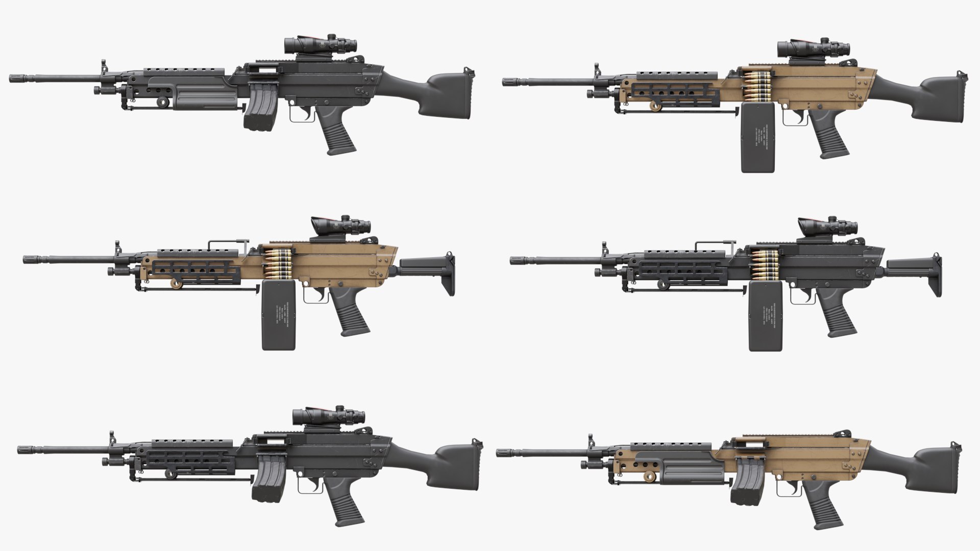 3D M249 - Light Machine Gun - MODULAR - Trijicon ACOG - KillFLASH ...