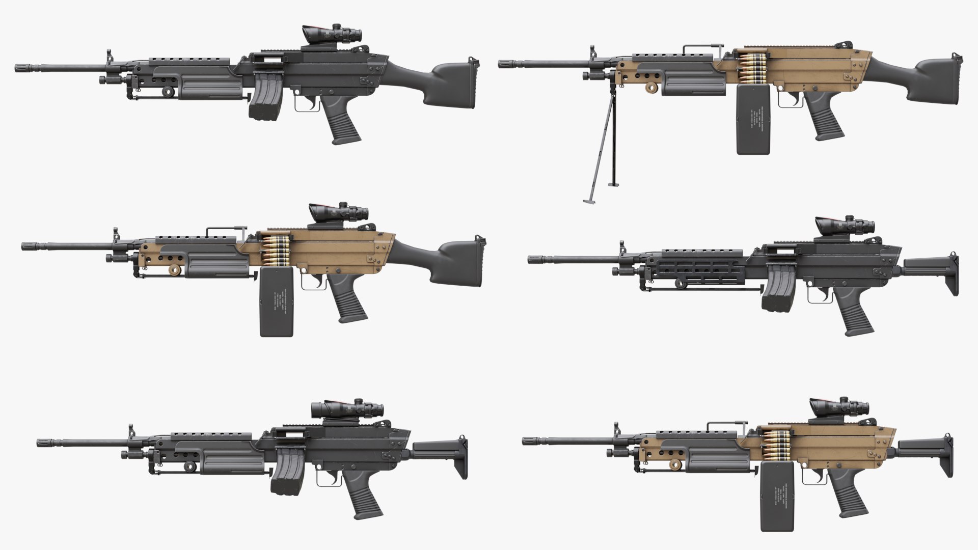 3D M249 - Light Machine Gun - MODULAR - Trijicon ACOG - KillFLASH ...