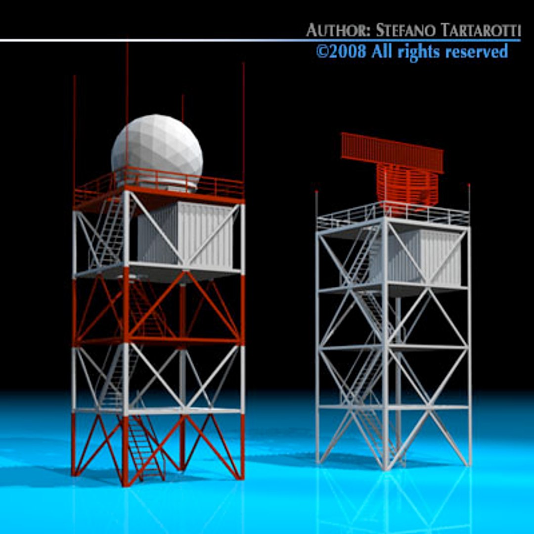 Airport Radar Towers 3d Model