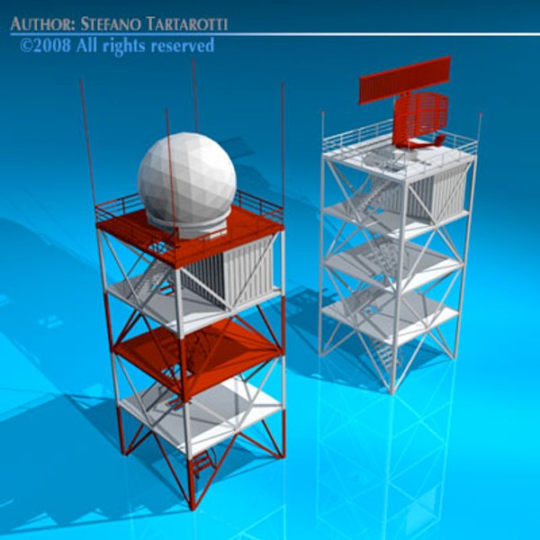 airport radar towers 3d model