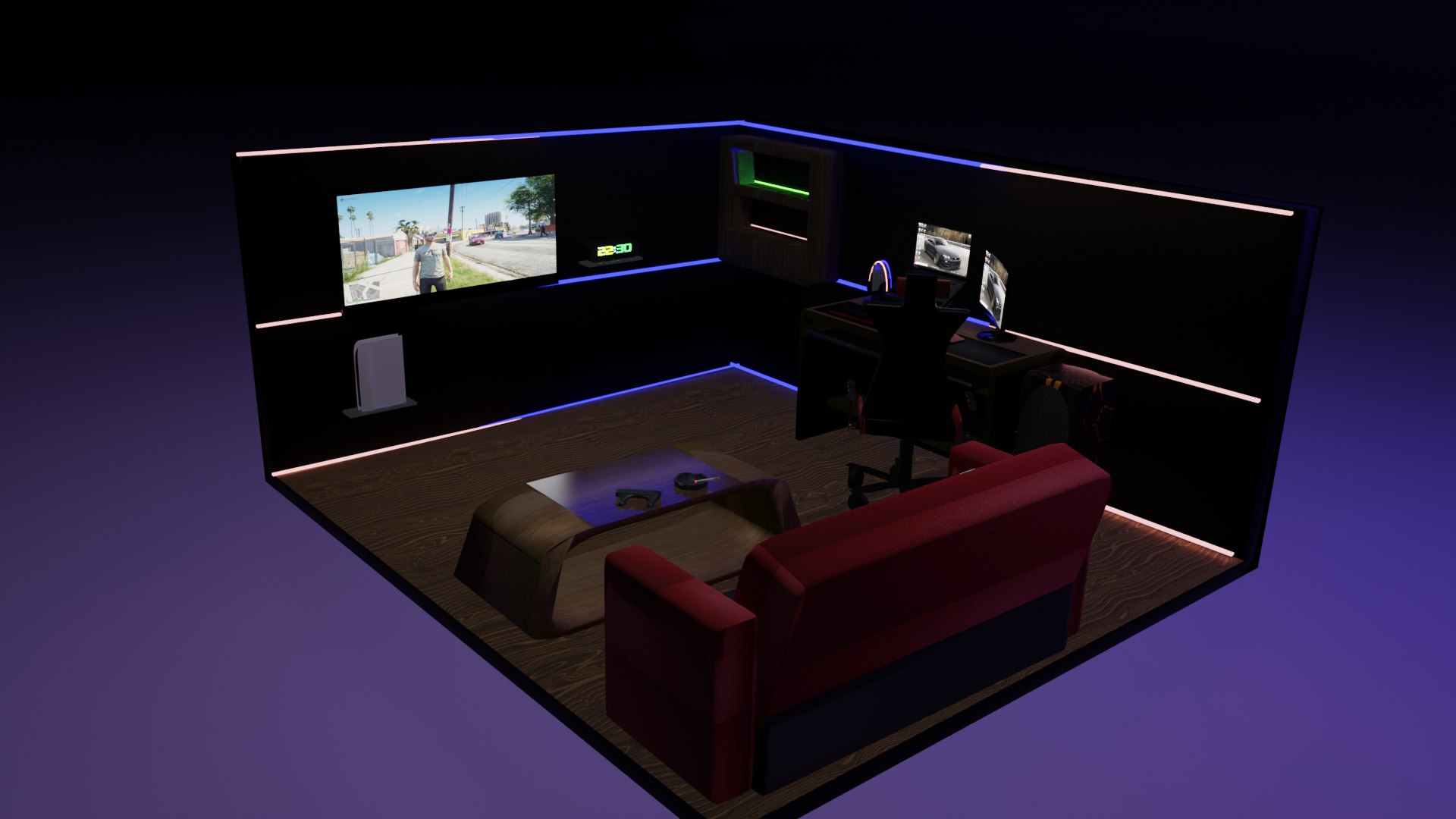 3D Standard Isometric Gaming Room Model - TurboSquid 2005491
