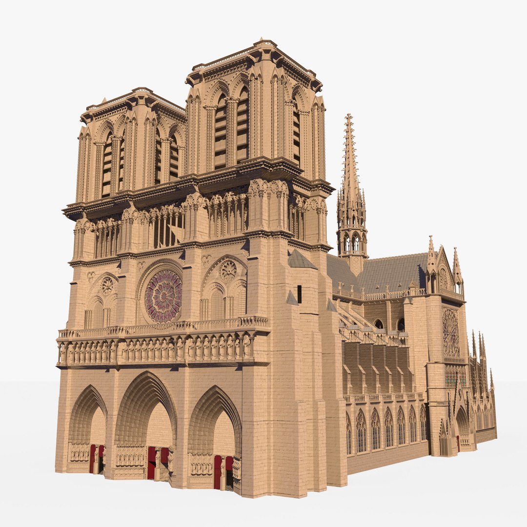3D Notre Dame Gothic Cathedral Model - TurboSquid 1398288