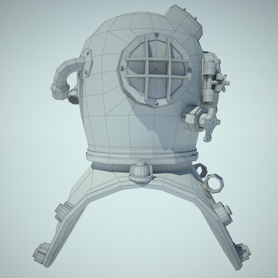 3d Model Diving Helmet Old