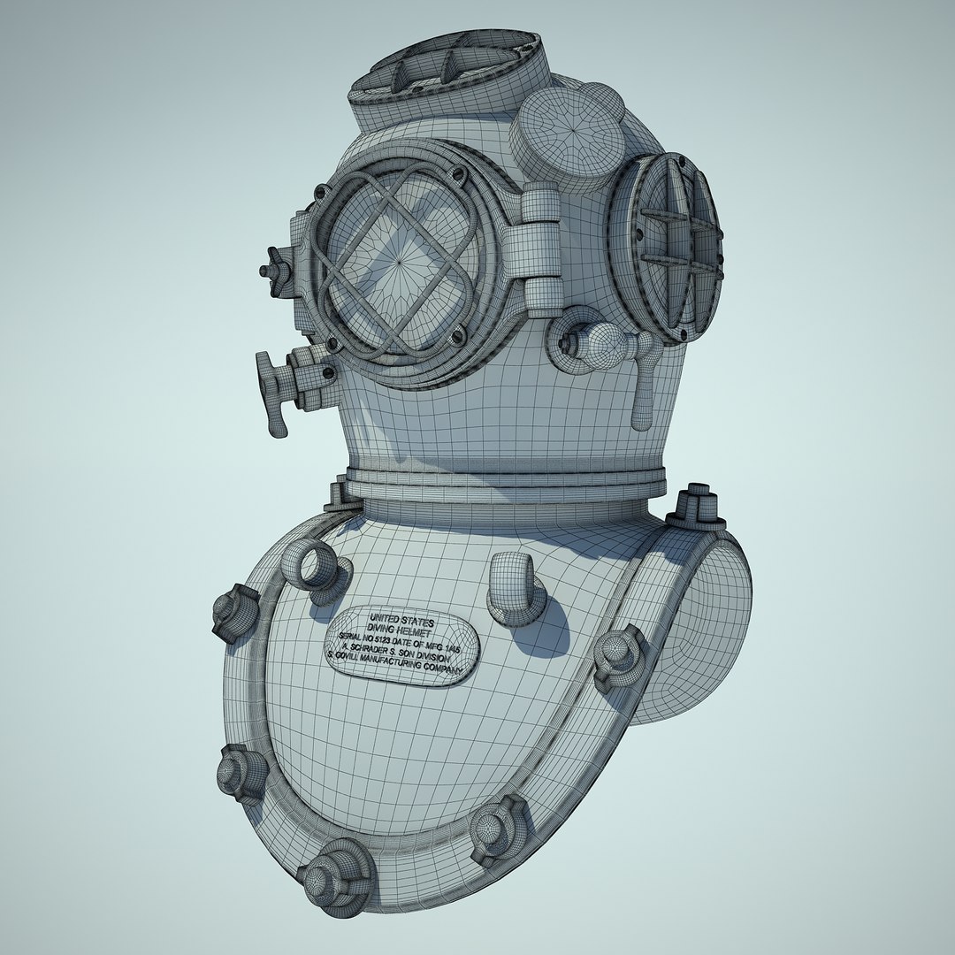 3d Model Diving Helmet Old
