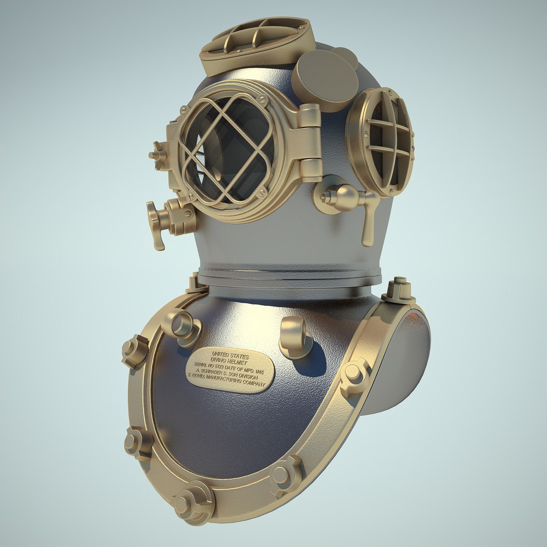 3d Model Diving Helmet Old