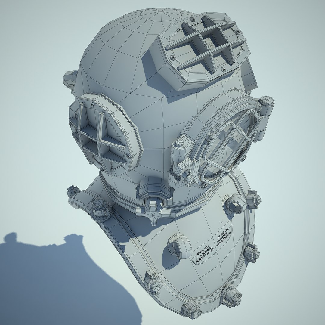 3d Model Diving Helmet Old