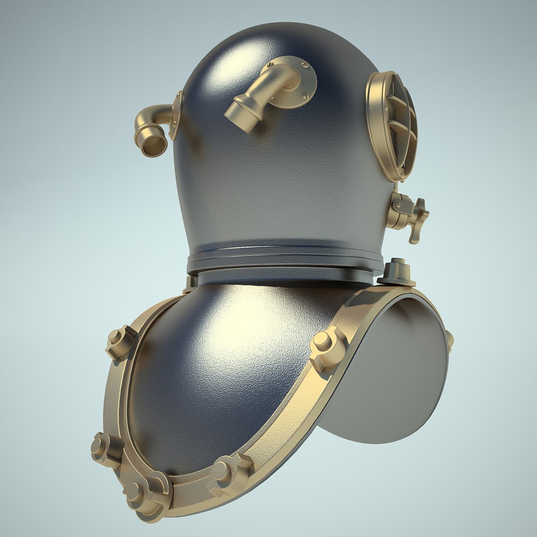 3d Model Diving Helmet Old