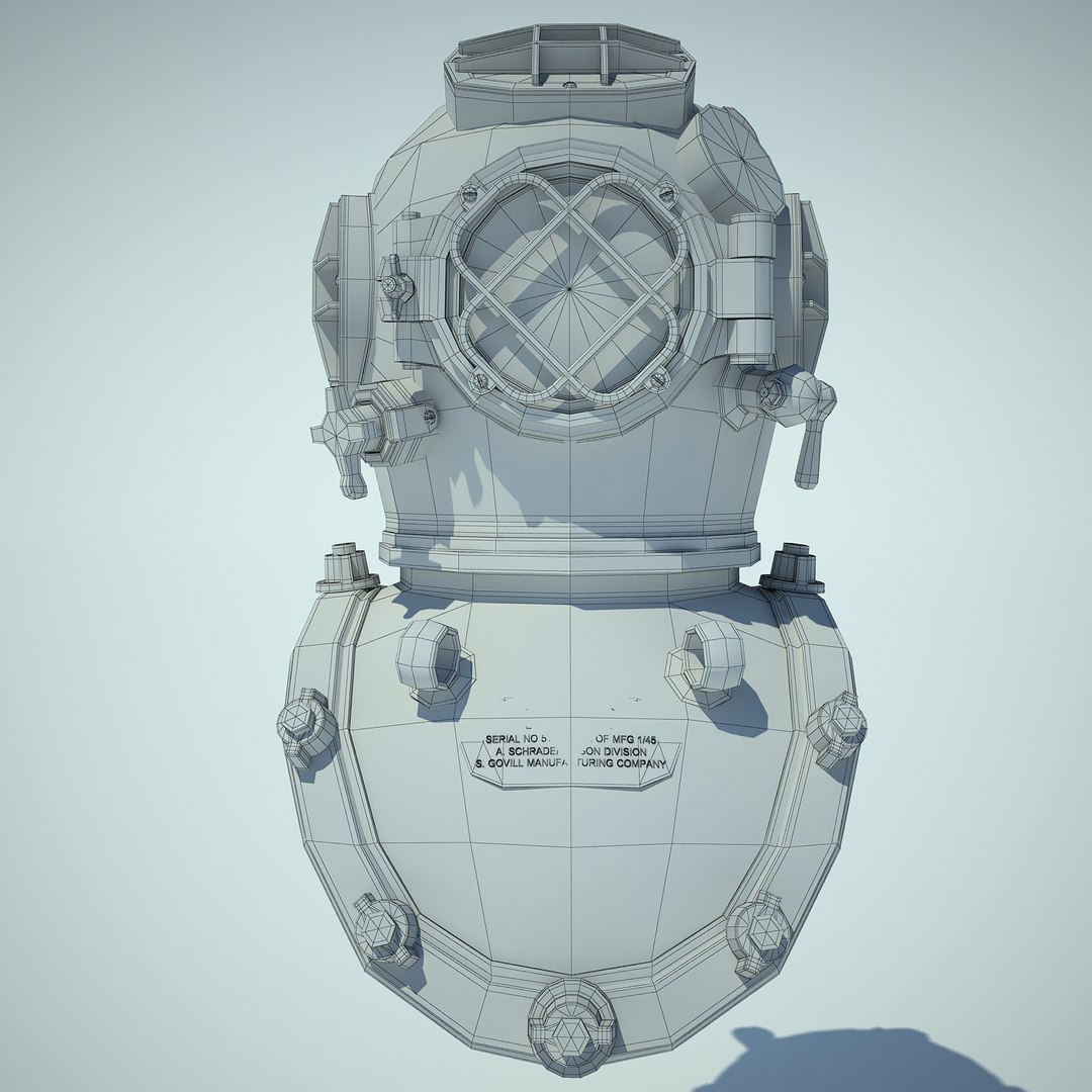 3d Model Diving Helmet Old