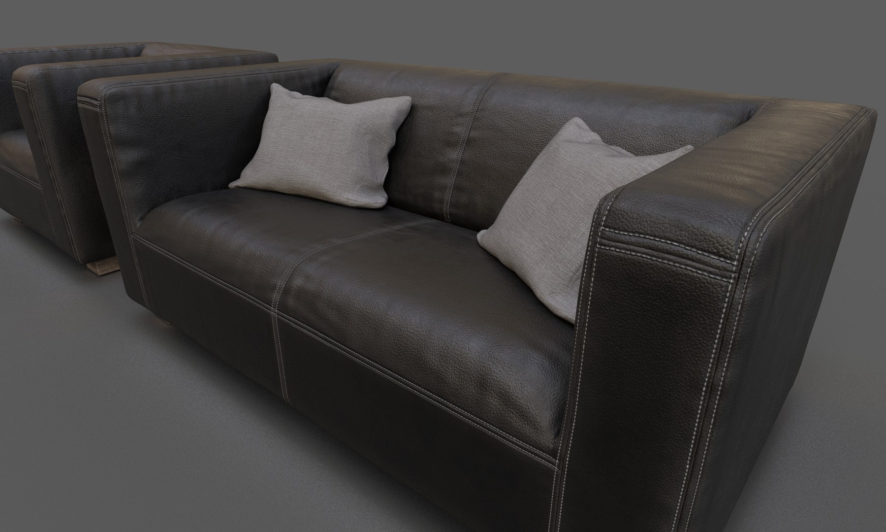 3D Model Leather Sofa And Armchair - TurboSquid 1793499