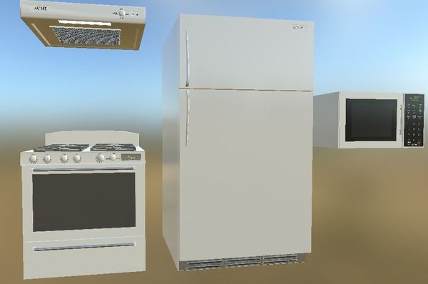3d model refrigerator stove oven