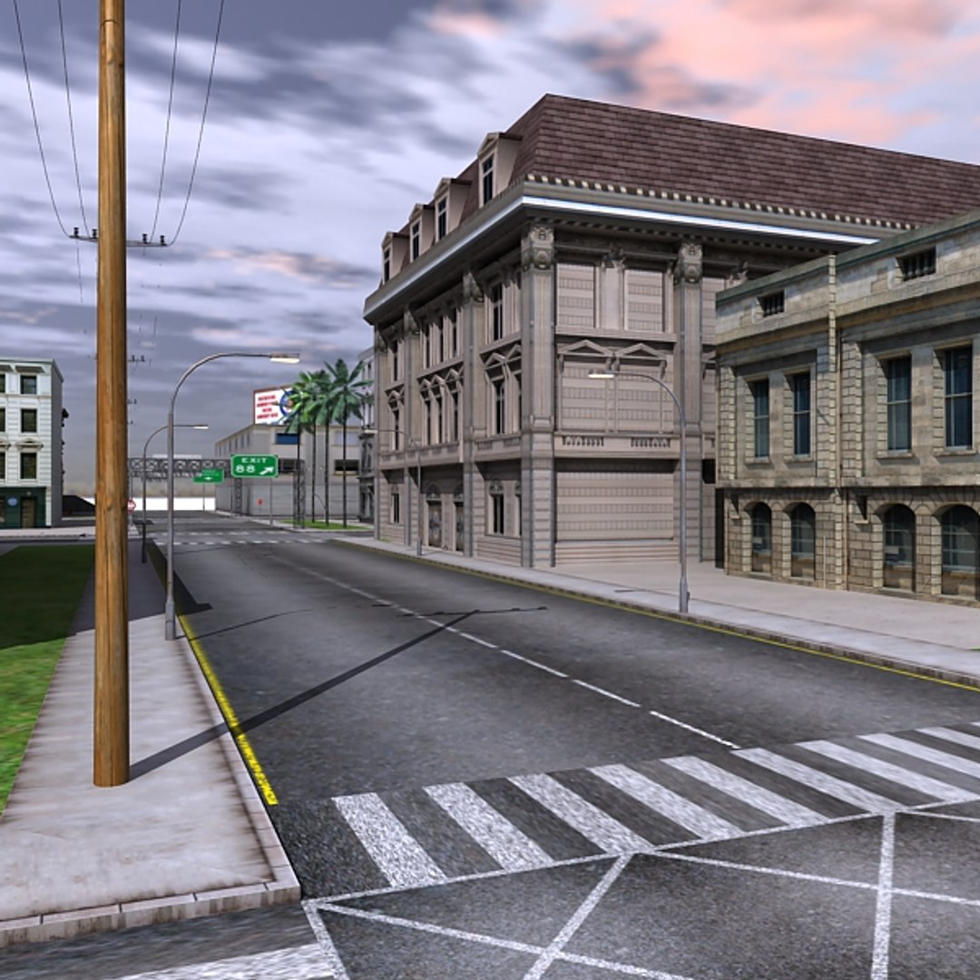 3d City Scene Road Street