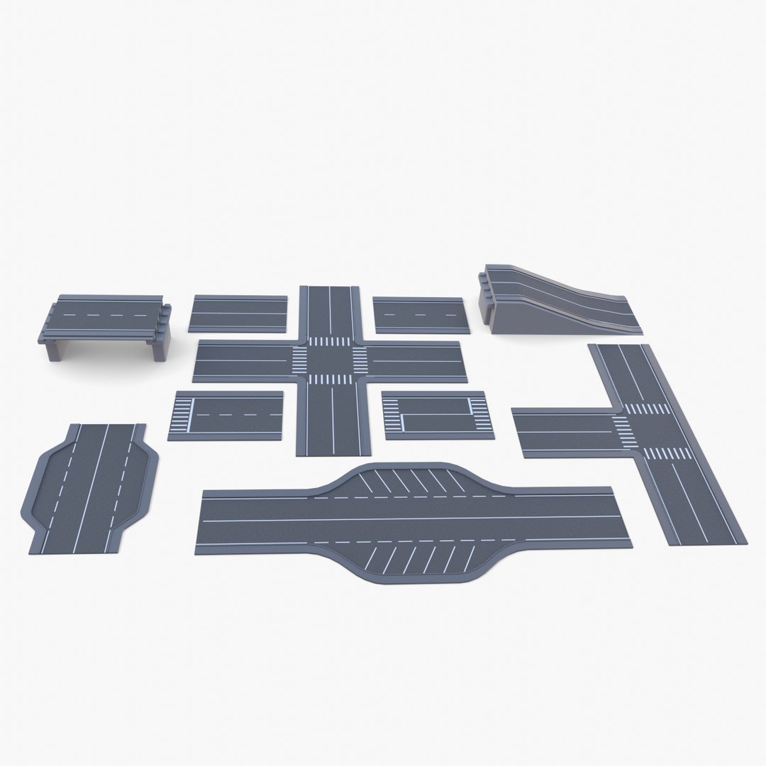 3D Connectable Road Segment Pack V1 Model - TurboSquid 2261537