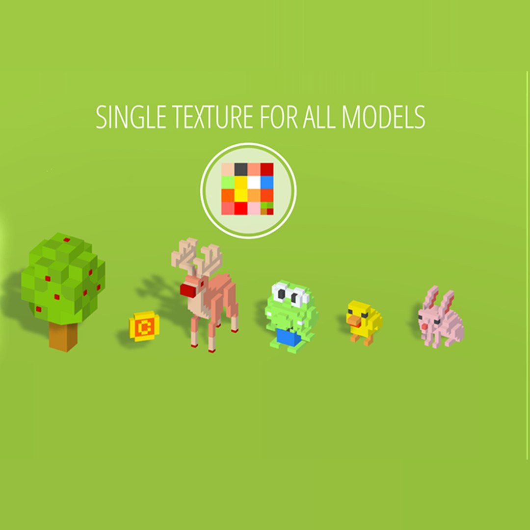 Pixel Animals 3d Model