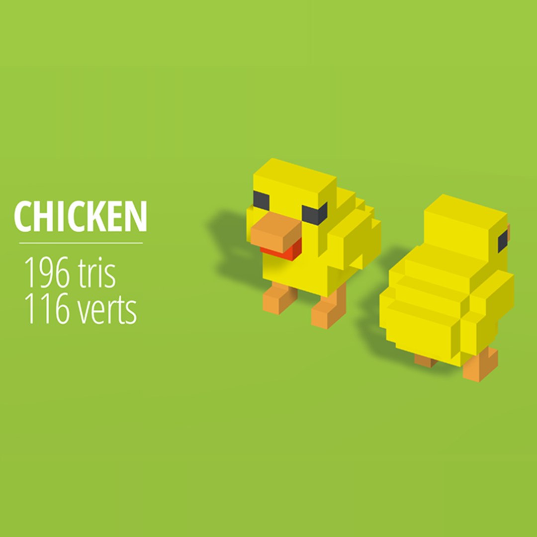 Pixel Animals 3d Model
