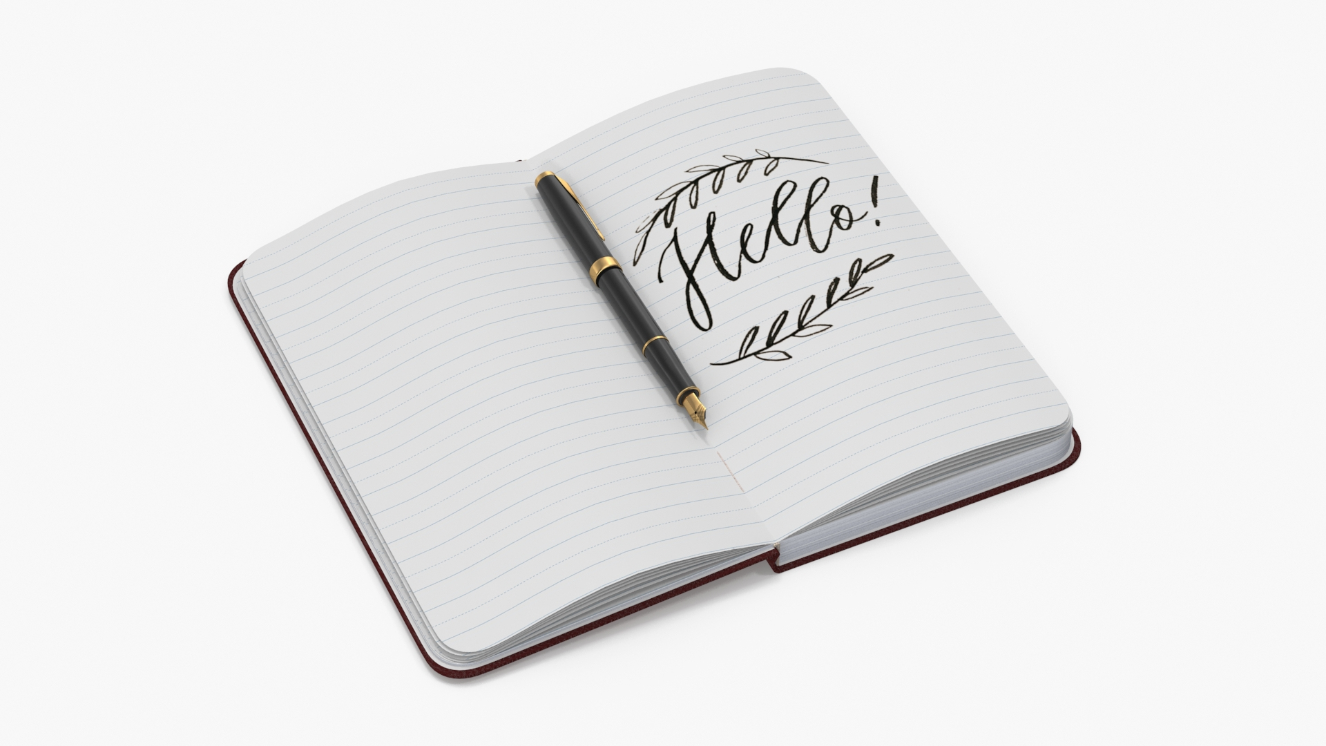 Open Journal With Fountain Pen 3D Model - TurboSquid 1903631