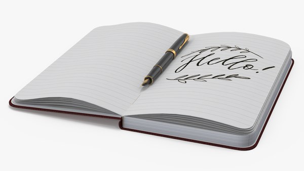 Open Journal with Fountain Pen 3D model - TurboSquid 1903631