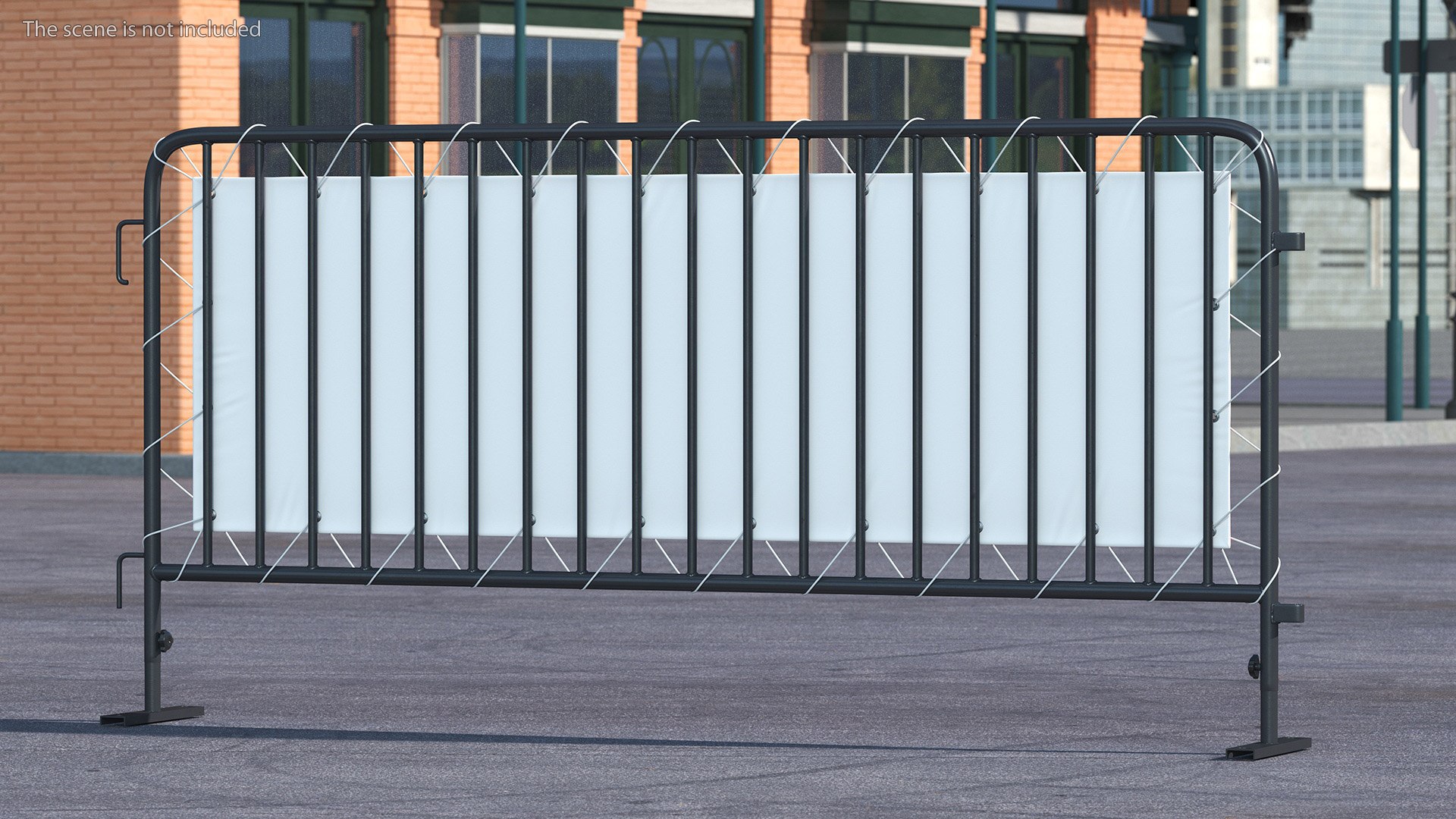 3D Black Crowd Control Barrier With Advertising Vinyl Banner ...