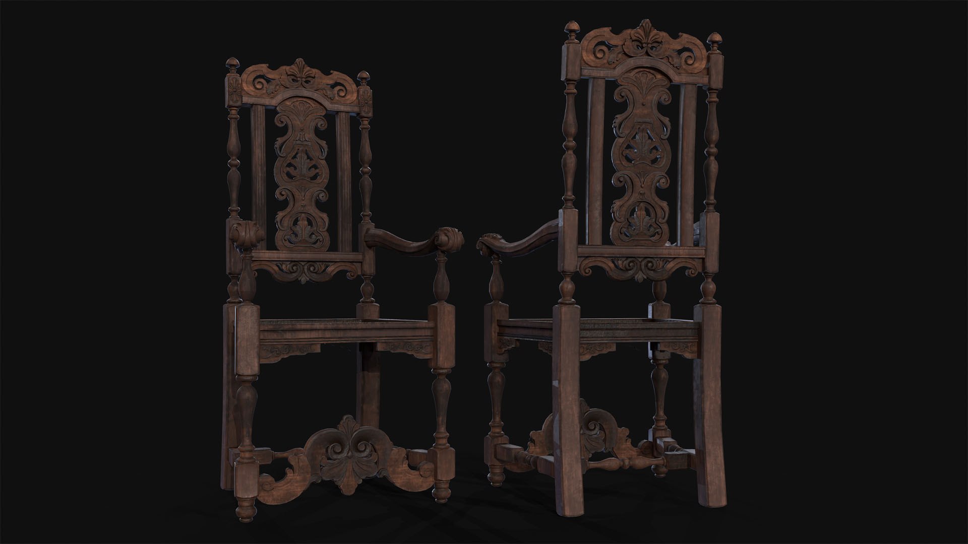 3D Gothic Chair FBX 3dmax Model - TurboSquid 2217633