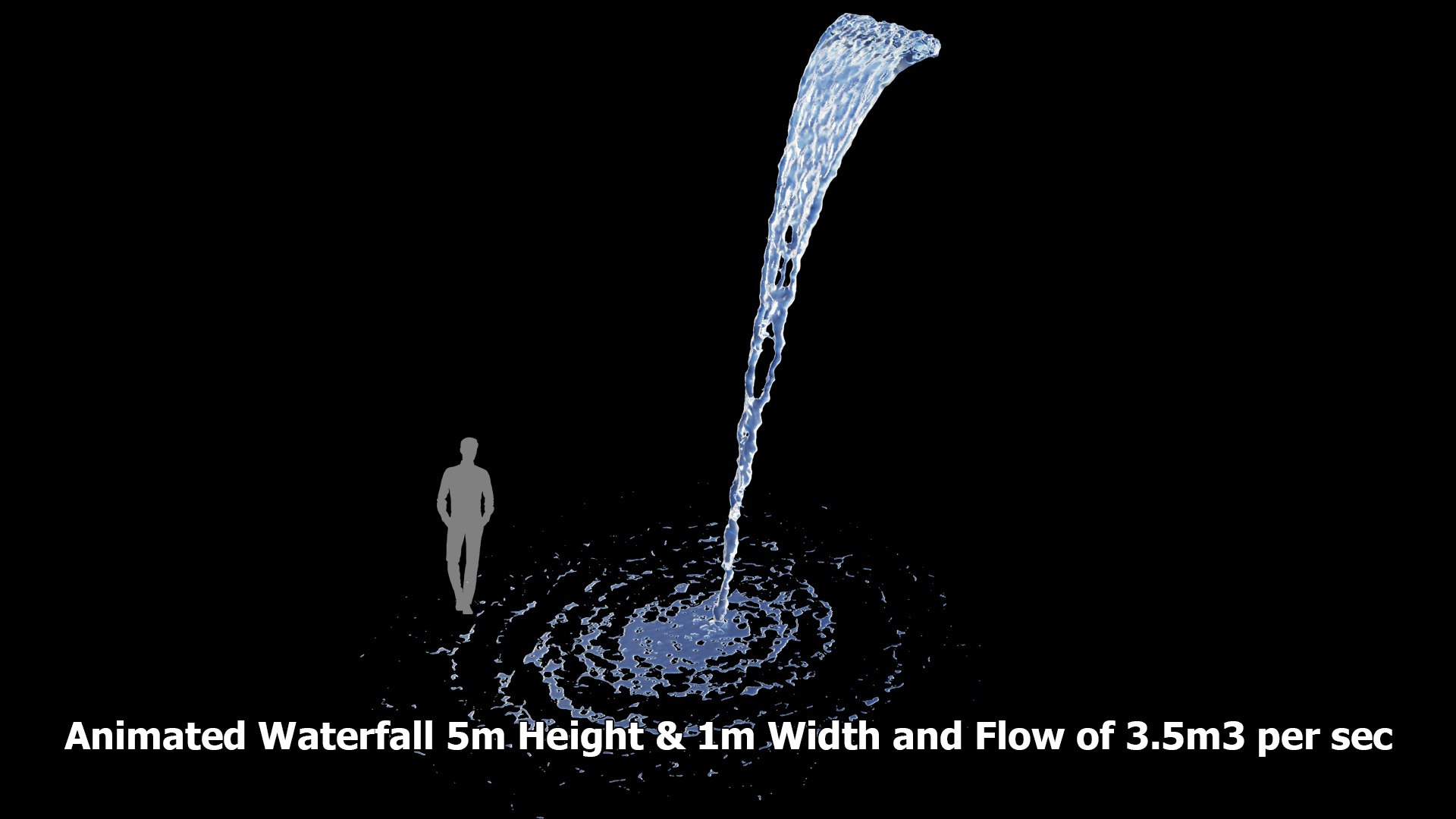 5m Height 1m Width Waterfall With Small Flow - Animation Of 12s At ...