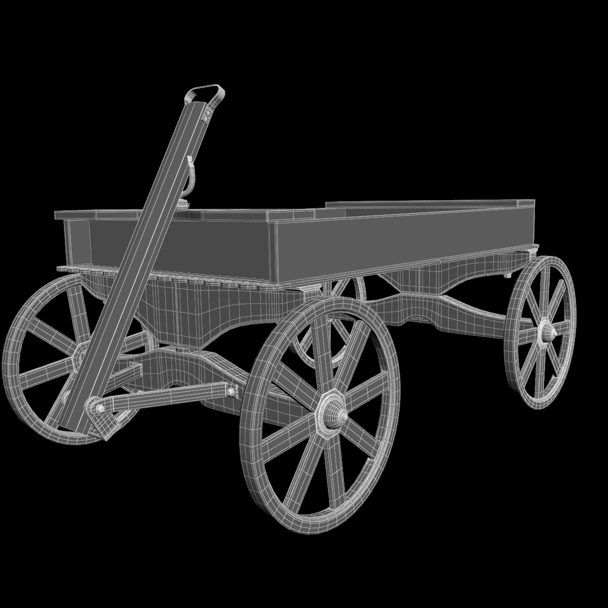 3d wooden wagon model