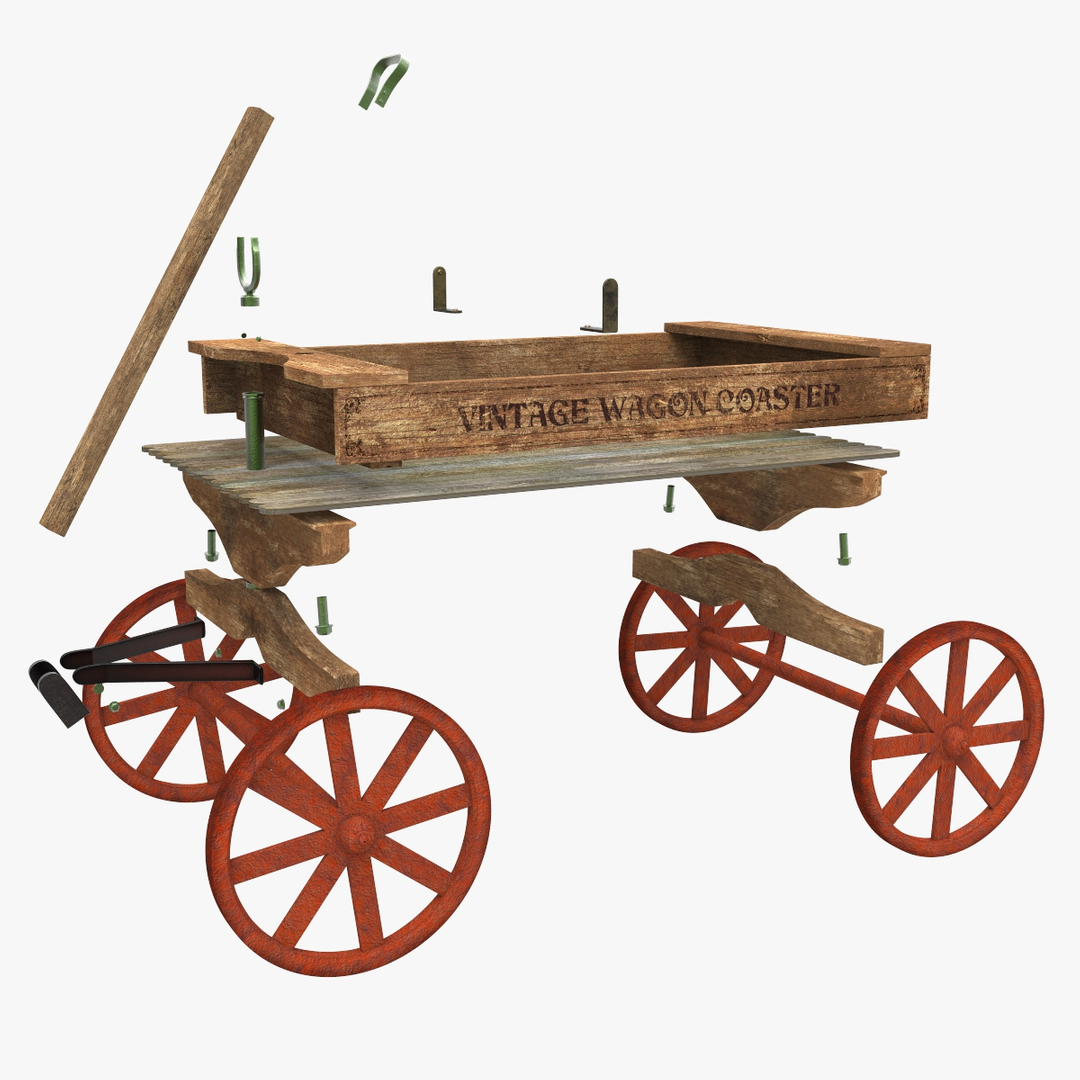 3d wooden wagon model
