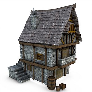 medieval coaching inn buildings 3d obj