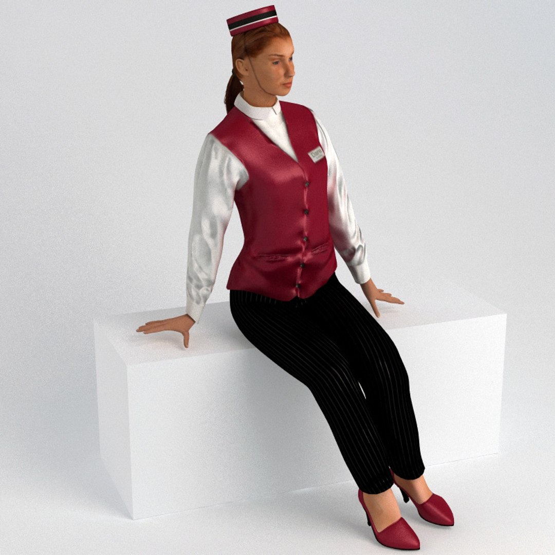 3d parking woman rigged model