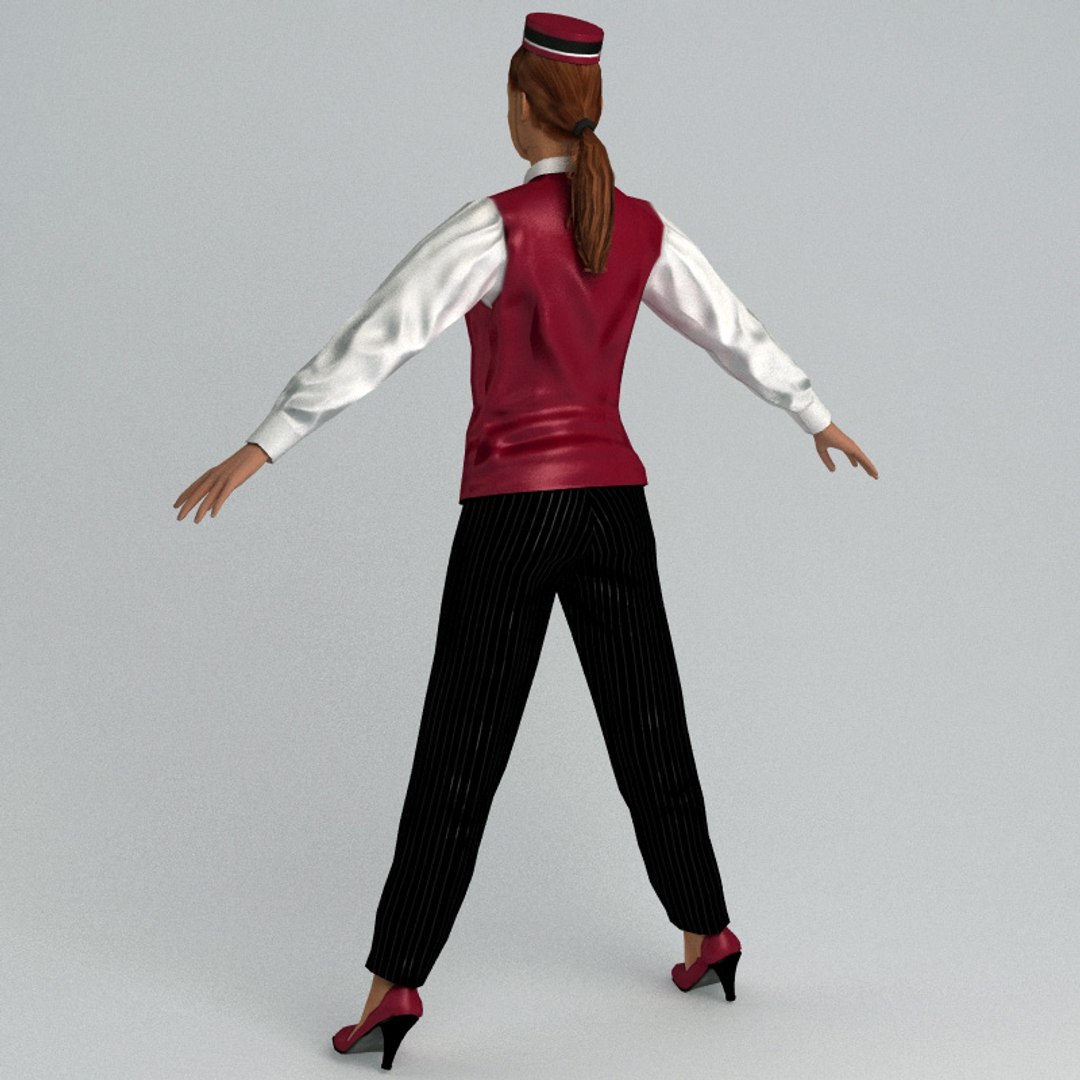 3d parking woman rigged model