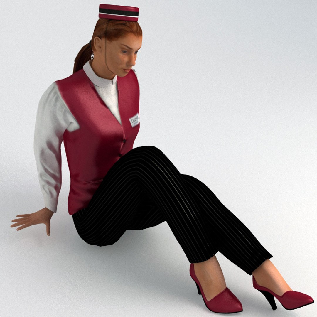 3d parking woman rigged model