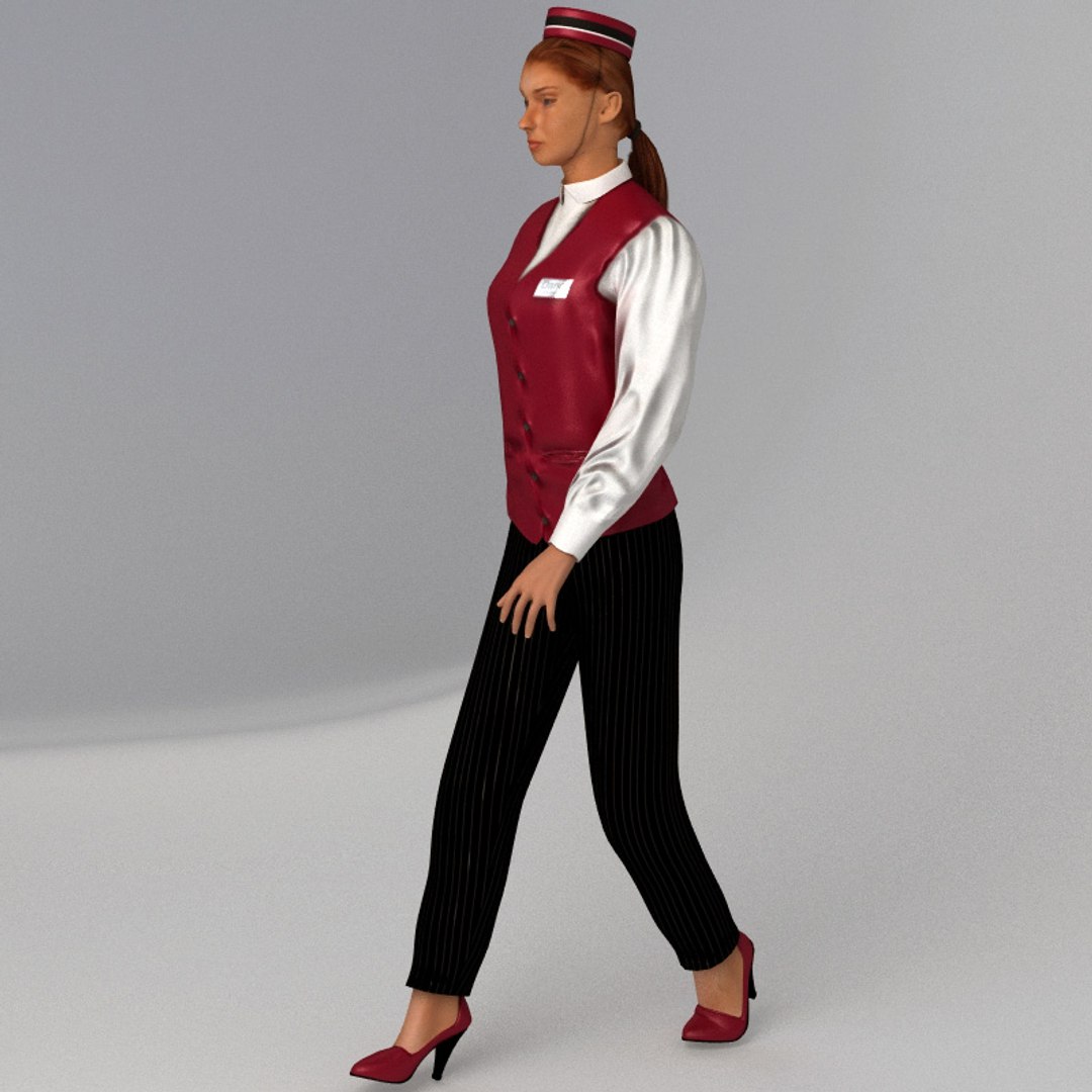 3d parking woman rigged model
