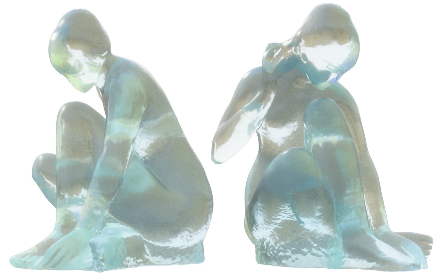 3d sitting girl statue resolution model