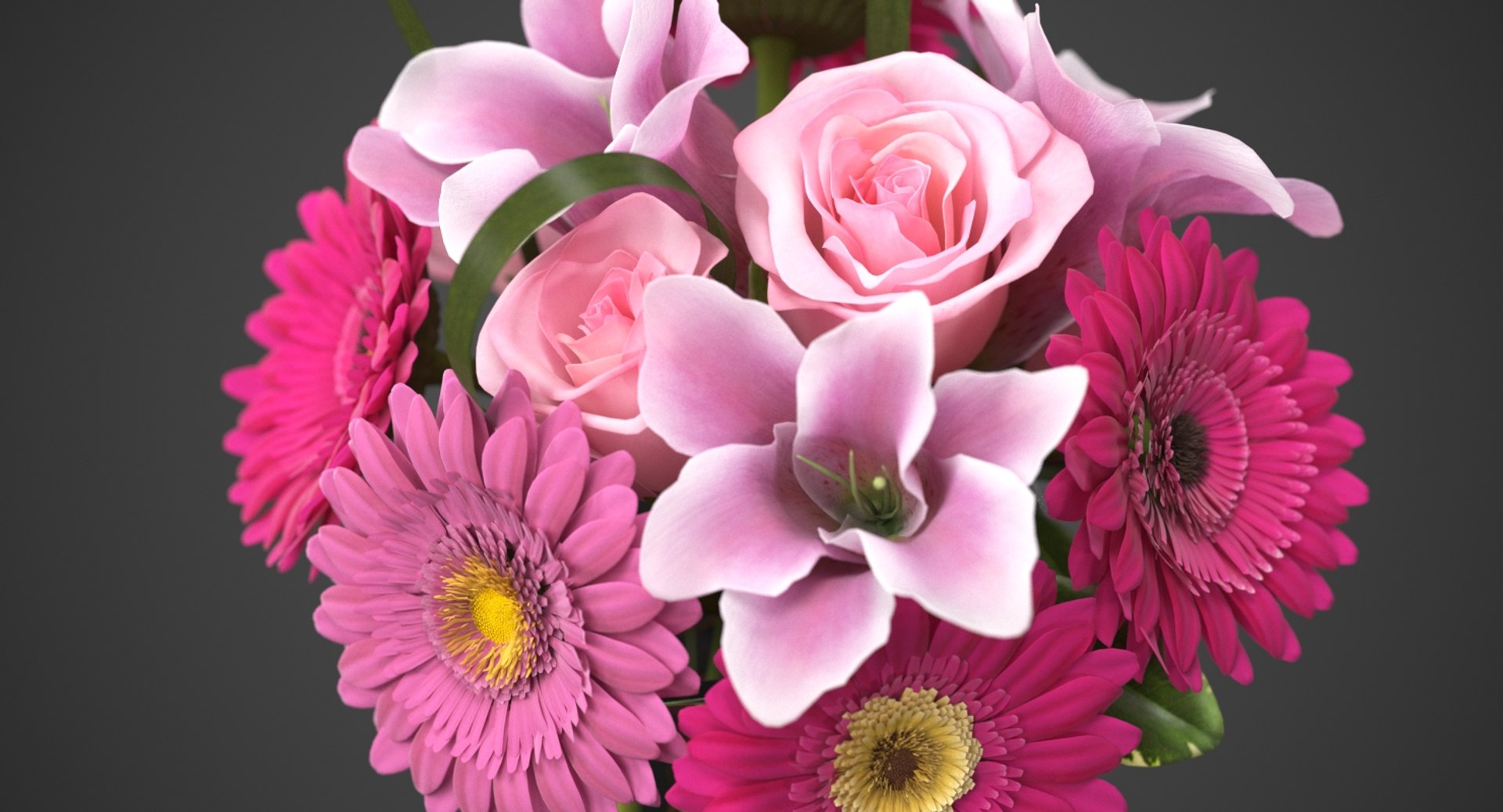 Realistic Lily Gerbera Bouquet Model - TurboSquid 1303430