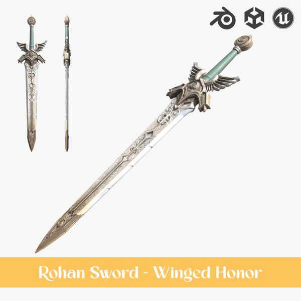 modelo 3d Espada Rohan estilizada - Honor alado - Lista para jugar ...