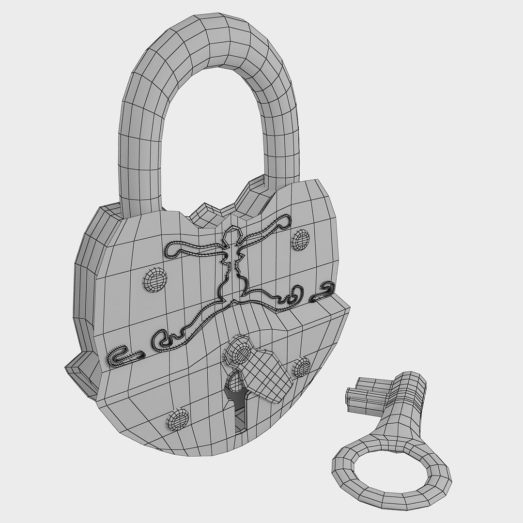 3d Old Padlock Model