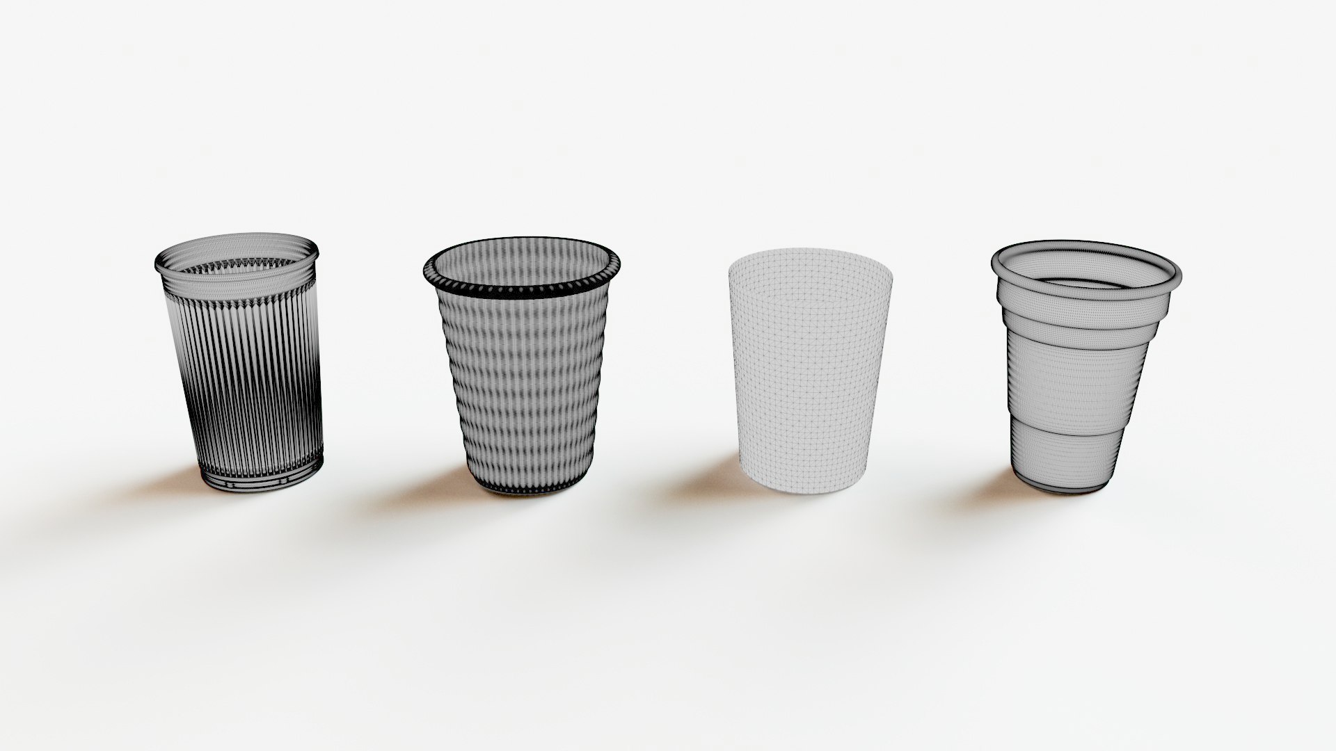 Plastic Cup Collection - 4 X Different Designs - 3D Assets 3D Model ...