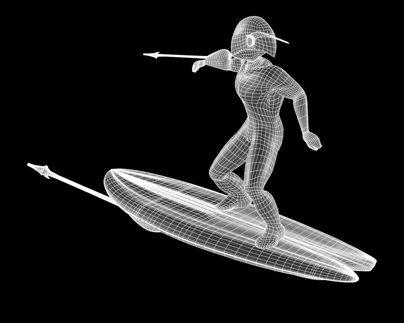 character digital surfer 3d model