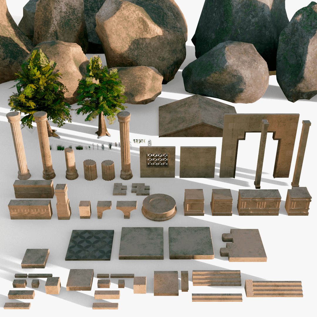 3D Ancient Temple Modular Kit Model - TurboSquid 1840316