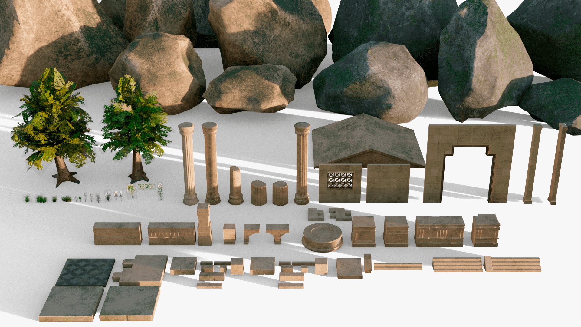 3D Ancient Temple Modular Kit Model - TurboSquid 1840316