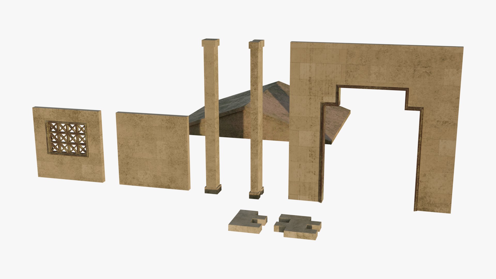 3D Ancient Temple Modular Kit Model - TurboSquid 1840316