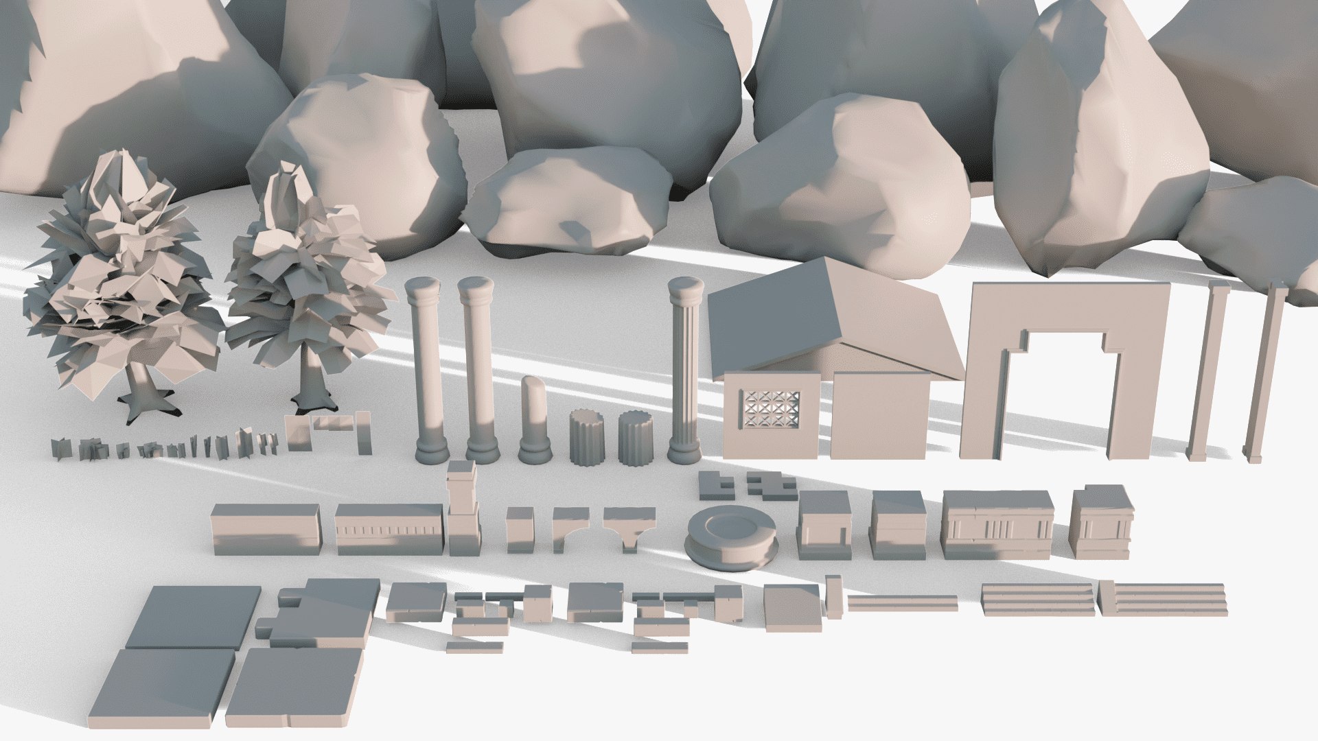 3D Ancient Temple Modular Kit Model - TurboSquid 1840316