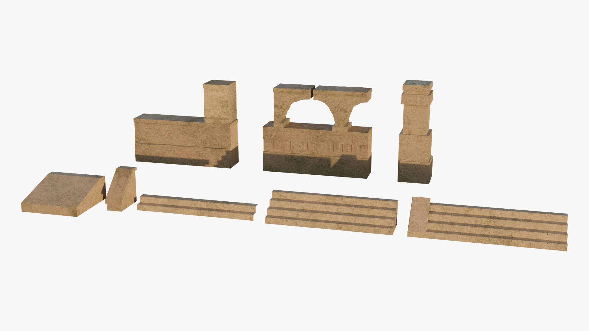 3D Ancient Temple Modular Kit Model - TurboSquid 1840316