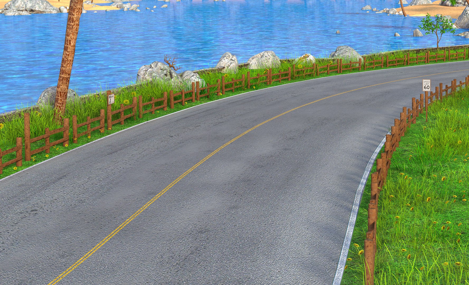 3D Model Road Cartoon Sea - TurboSquid 1322564
