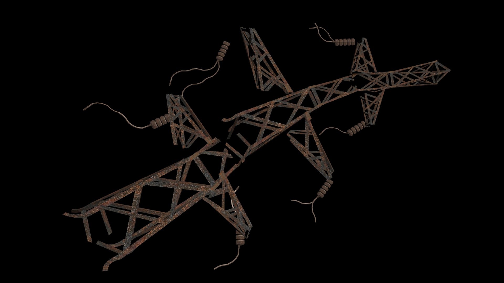 3d Fallen Transmission Tower