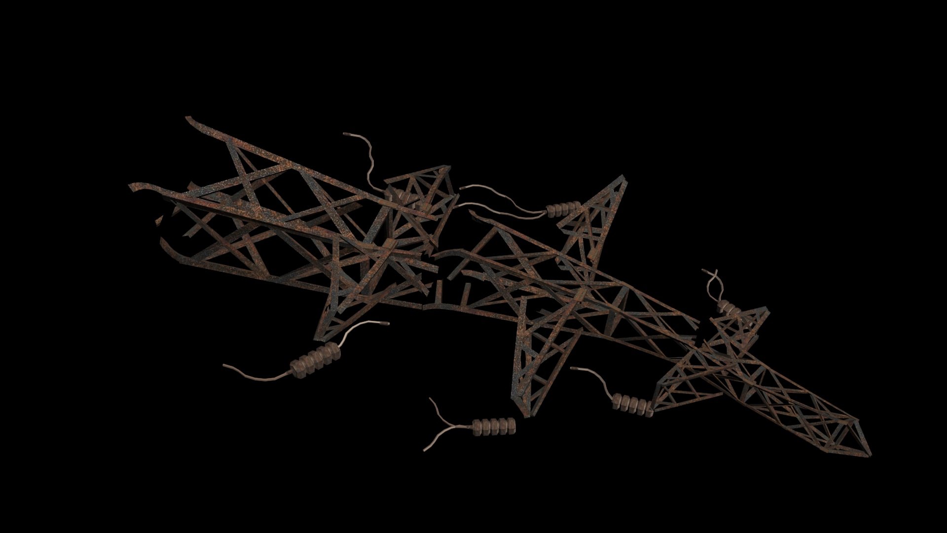 3d Fallen Transmission Tower