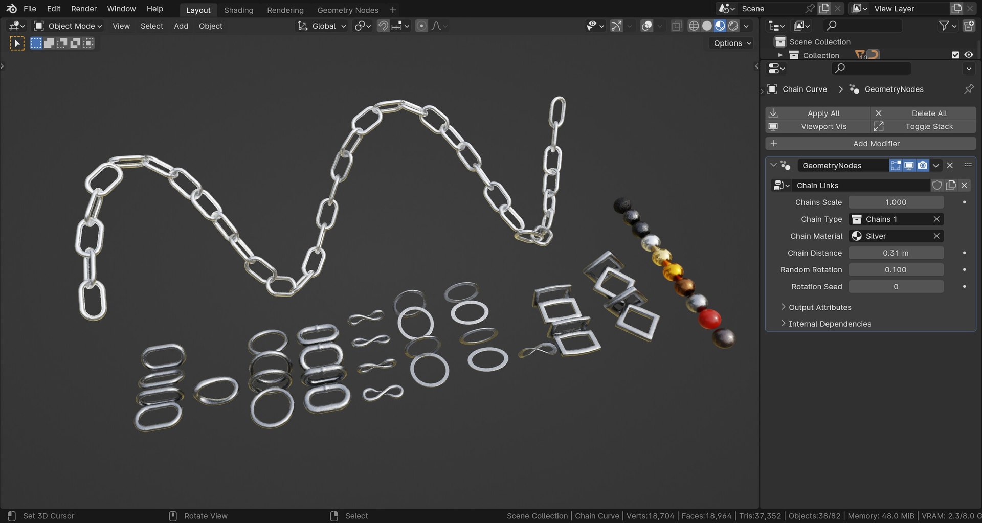 3D Customizable Chain Links - Geometry Nodes - TurboSquid 2165558