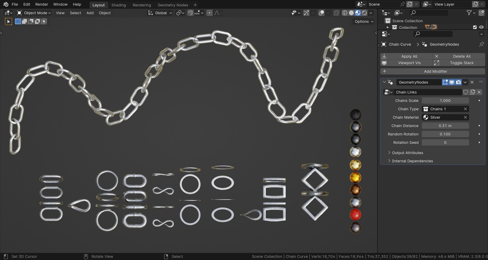 3D Customizable Chain Links - Geometry Nodes - TurboSquid 2165558