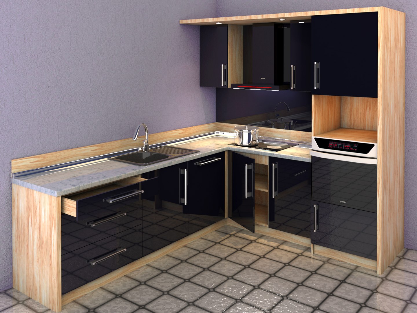 basic kitchen 3d max