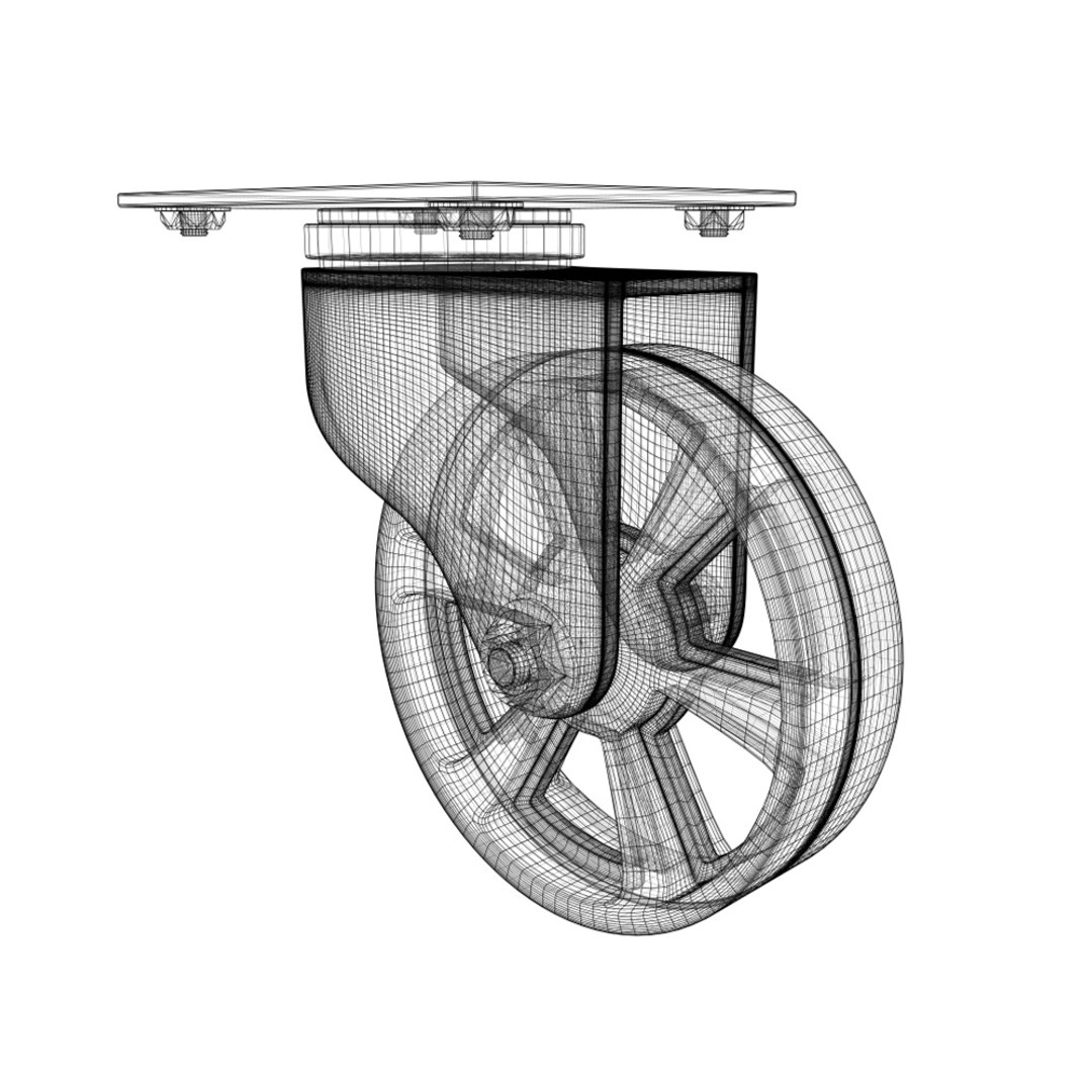 Retro Industrial Metal Caster 3d Model